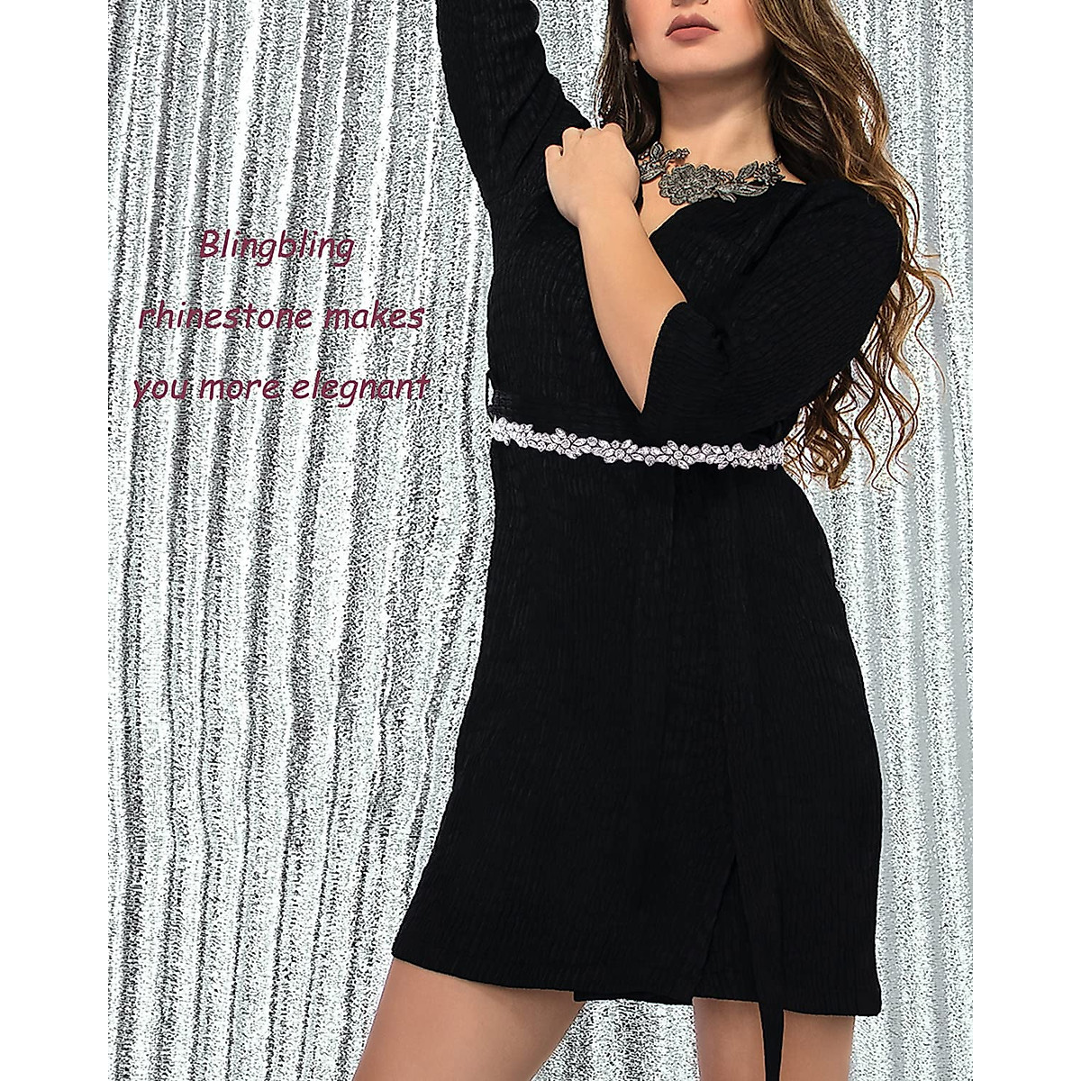 WEZTEZ Crystal Bridal Belt Handmade Wedding Sash with Rhinestones Pearls Belt for Bridal Gowns (Silver-Organza White)