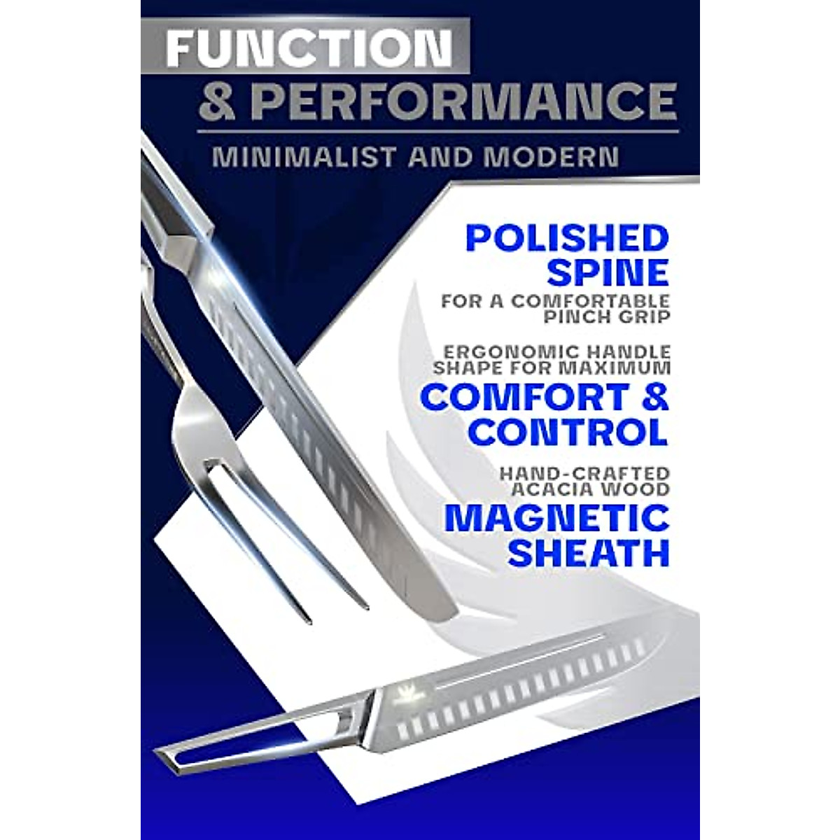 DALSTRONG Carving Knife & Fork Set - 9 inch - Crusader Series - Forged High-Carbon German Stainless Steel - w/Magnetic Sheath - Carving Set - NSF Certified