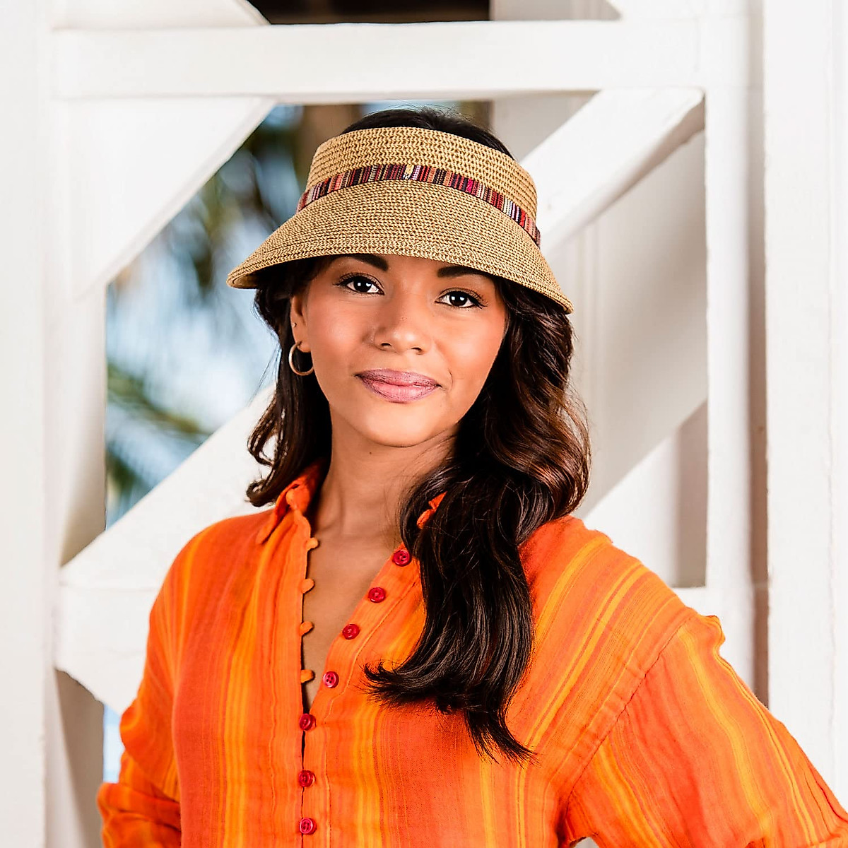 Wallaroo Hat Company – Women’s Sedona Sun Visor – Wide Brim, Packable Design and Adjustable Sizing for Medium Crown Sizes – Versatile Style for Outdoor Activities and Casual Summer Looks (Camel)