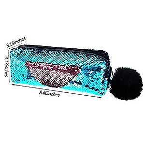 3 Pieces Sequin Cosmetic Bag Mermaid Spiral Reversible Sequin Student Pencil Case for Girls Double Color Zipper Make Up Bag (Classic Pattern)