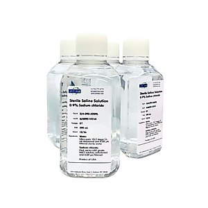 0.9% Normal Saline Solution - 0.22um Filtered and Sterile - Four Pack: 4x500mL Bottles (2000mL Total)