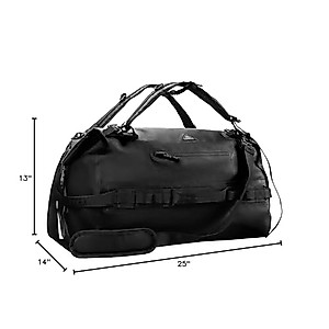 Haimont Large Waterproof Duffel Backpack Roll-Top Heavy Duty Dry Duffle Bag for Boating, Travel, Motorcycle, Kayaking, Camping, 60L, Black