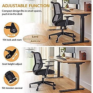ETasker Ergonomic Office Chair Home: Mesh Desk Chairs with Wheels and Adjustable Arms - Comfortable Computer Desk Chair for Women Adults - Mid Back Swivel Task Chair for Home Office