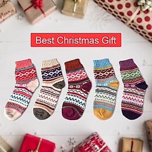 Womens Socks Winter Wool Socks Cozy Knit Warm Winter Socks for mountain climbing, Skiing and Christmas Gifts