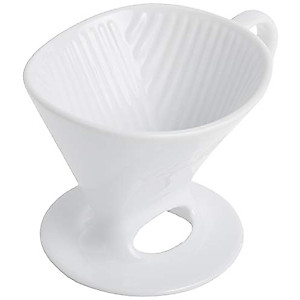 Melitta 1 Cup Porcelain Pour-Over Cone Coffeemaker, Glossy White