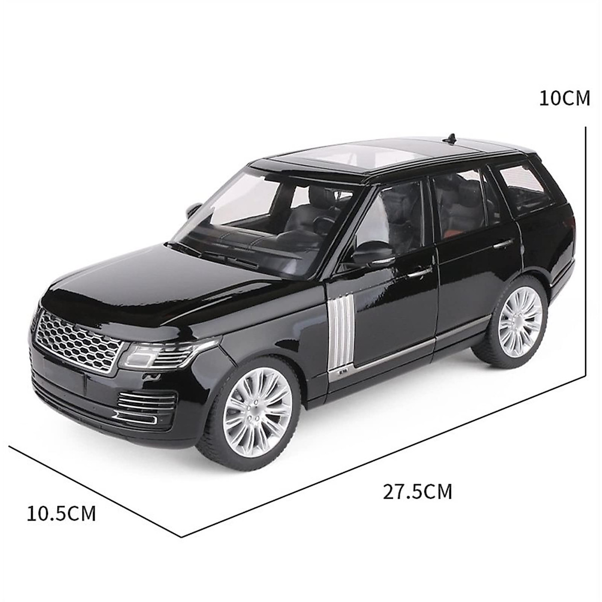 Car Diecast Model 1/18 for Range Rover Alloy Car Model Diecast Metal Vehicles Car Model Simulation Sound and Light Kids Toy Gifts (Color : Black)
