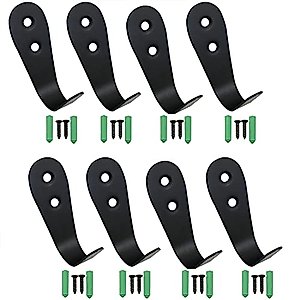 Wall Hooks CHENJIN 8Sets Heavy Duty Black Stainless Steel Coat Hooks Garage, Luggage Key Hook Single Hook