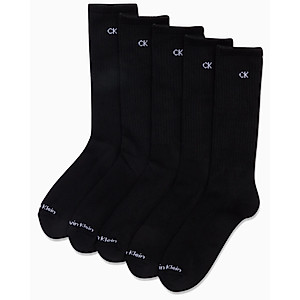 Calvin Klein Men's Athletic Socks - Cushion Crew Socks (5 Pack), Size 7-12, Black