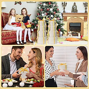 Tenceur 8 Pcs Round Gift Boxes with Lids for Presents Velvet Nesting Gifts Box Arrangements Flowers Boxes 4 Assorted Sizes with 1 Roll Ribbon for Valentine‘s Day Wedding Birthday Party(White)