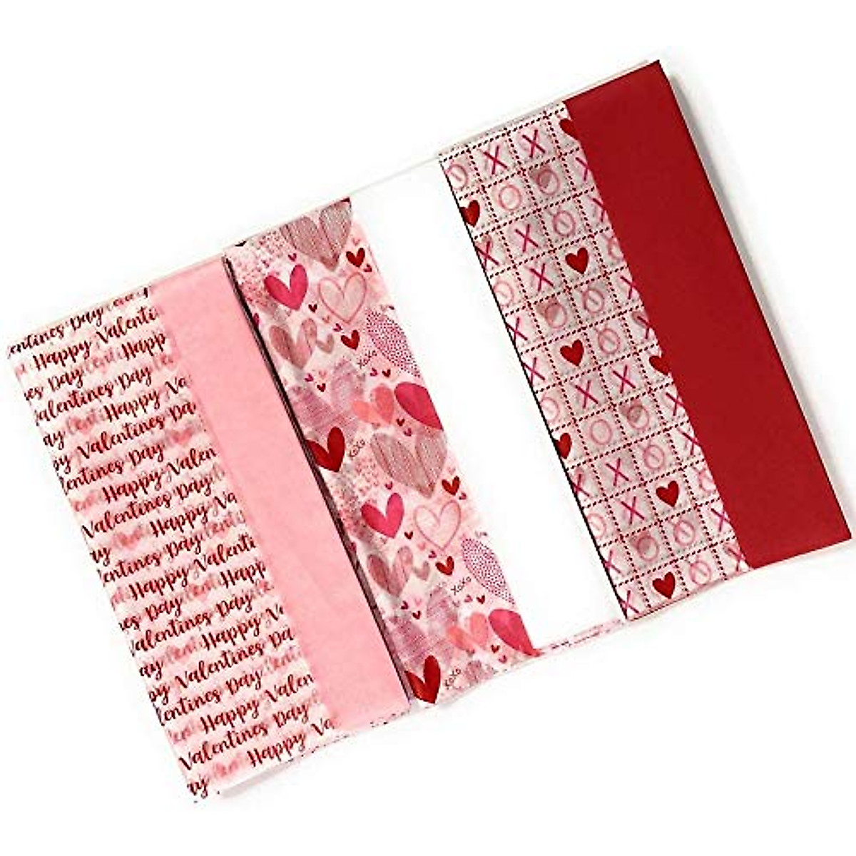 Valentine Tissue Paper Gift Wrapping Pink Red Hearts, 3-pk Set