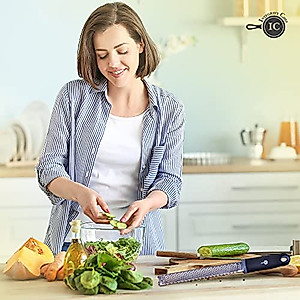 Integrity Chef PRO Citrus Zester and Cheese Grater - Premium Non-Slip Grip Handle, Dishwasher Safe Lemon Zester - Parmesan, Garlic, Nutmeg, Chocolate, Ginger Grater - Stainless Steel Grater (13.2")