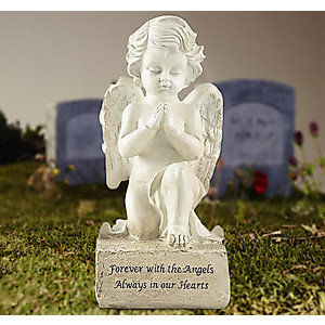 Artisan Flair Praying Angel Figurines,Resin White Cherubs Statues,Home Garden Memorial Angel Sculpture-6.5 Inch