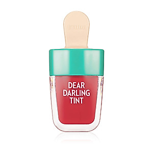 ETUDE Dear Darling Water Gel Tint Ice Cream (RD307 Watermelon Red) (21AD)| Vivid High-Color Lip Tint with Minerals and Vitamins from Soap Berry Extract to Moisture Your Lips