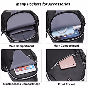 MOSISO Sling Backpack, Multipurpose Crossbody Shoulder Bag Travel Hiking Daypack, Space Gray, Medium