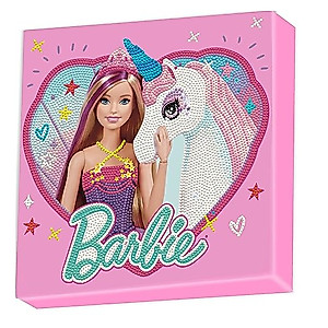 DIAMOND DOTZ DBX.094 Barbie Original 5D Diamond Painting Set DOTZ Box I Believe, Creative Set with Sparkling Diamond Mosaic Stones, Painting Set Approx. 28 x 28 cm, DIY Complete Set for Children from
