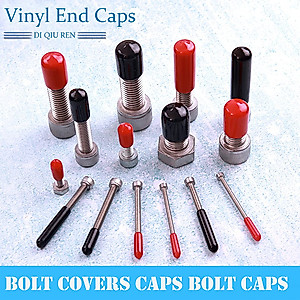 200PCS Rubber Caps Bolt Screw Cap Covers, Bolt Covers Caps Rubber End Caps Vacuum Caps, Bolt Screw Cover Rubber Nipple Cap Rubber Tip in 10 Sizes from 2/25 to 4/5" for Protecting Pipe Post Tubing Rod
