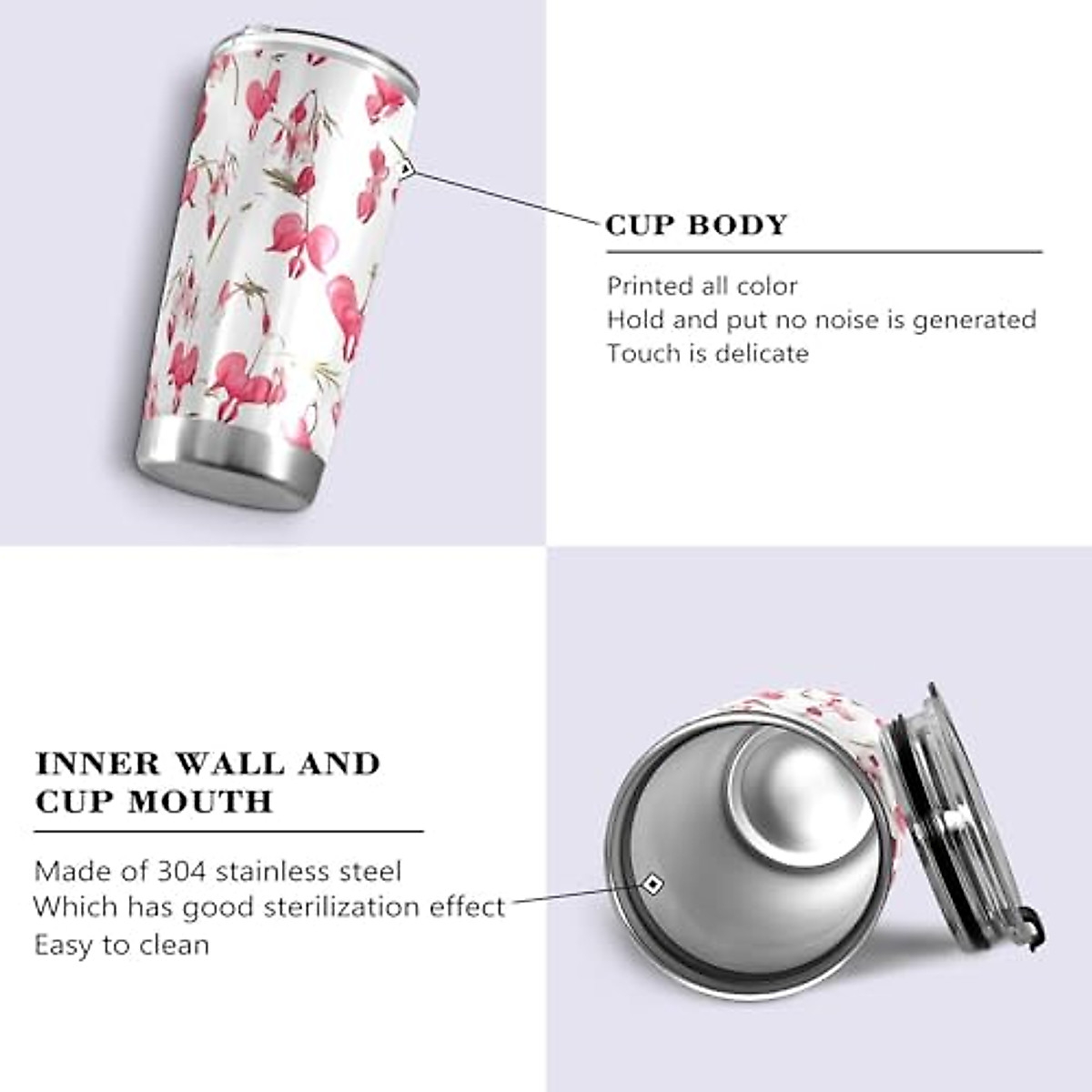 HXshaoye art Bleeding Heart hot peach Stainless Steel insulated water bottle with Straw Leak Resistant Flip hot coffee travel mug for gym tumbler with straw vaso para cafe 20oz