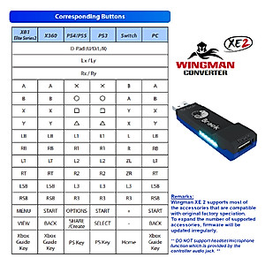 Mcbazel Brook Wingman XE2 Converter for Xbox Series X&S/Xbox One/Elite 2/ PS5/ PS4/ PS3/ Switch Controllers to Switch/ PS4/ PS3 Console/PC with Keychain