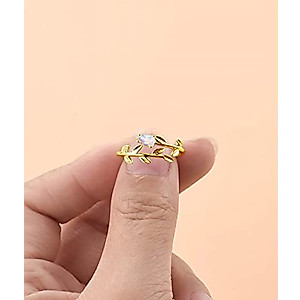 PRAYMOS Gold Rings for Women Trendy 925 Sterling Silver Leaf Rings Adjustable Thumb Rings Jewelry Rings