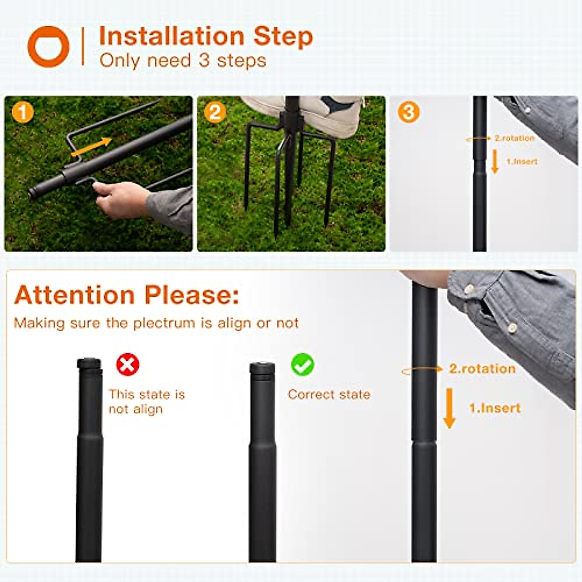 addlon 4Pack 10FT String Light Poles for Outdoor String Lights, Waterproof Harder Metal Outdoor Poles for Hanging String Lights for Patio, Garden, Bistro, Wedding, Parties - Black