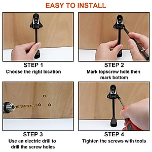 PHITUODA KickDown Door Stopper Easy-Step Door Stop Black-2pcs