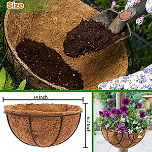 LCHUANG Coco Liners for Planters - 4 Pack 14 Inch Round Hanging Basket Liners, 100% Natural Coconut Fiber Replacement Liners for Hanging Baskets Planters Flowers, Plants, Vegetables (14'' Pack of 4)