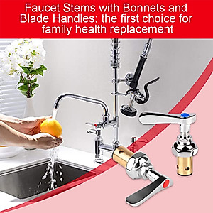 Brass Spindle Assembly for Eterna Valve Replacement, Hot Side Handle Stem Assembly Replacement Valve for Wall Mount Commercial Pre Rinse Faucet, Red