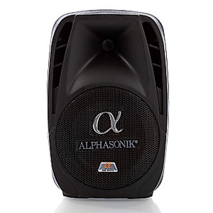 Pair Alphasonik All-in-one 8" Powered 800W PRO DJ Amplified Loud Speakers with Bluetooth USB SD Card AUX MP3 FM Radio PA System LED Lights Karaoke Mic Guitar Amp 2 Tripod Stands Cable and Microphone