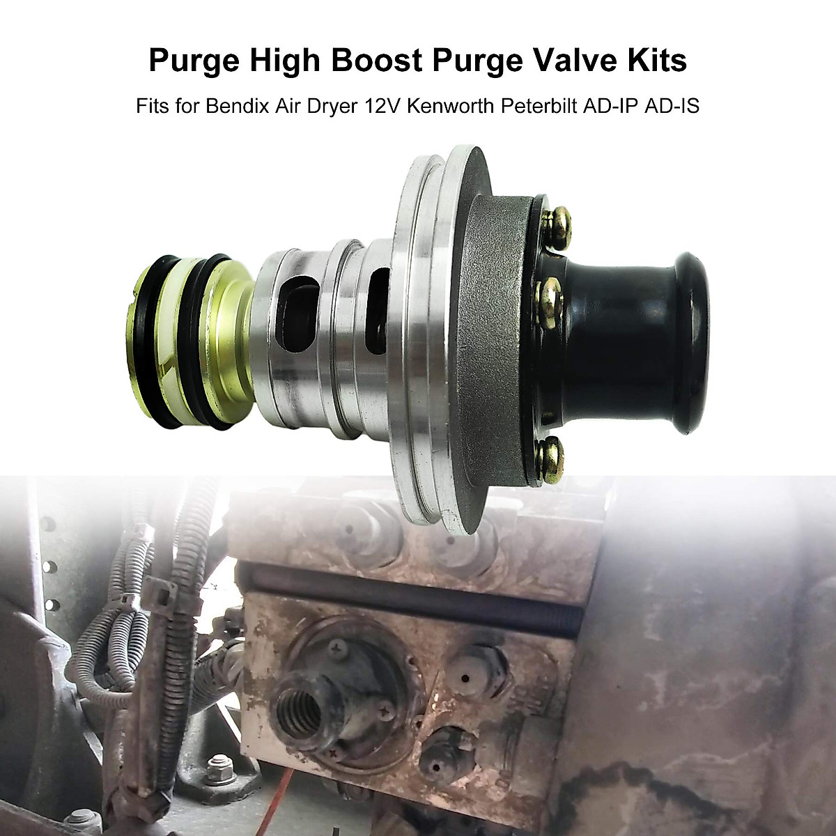 Purge High Boost Purge Valve Kits with Gasket Fits for Bendix Air Dryer 12V Kenworth Peterbilt AD-IP AD-IS Replace 801266 065612 K022105 Set Silicone Grease