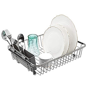 SANNO Over The Sink Expandable Dish Drying Rack Sink Protector Grid 26" L X 14" W, Kitchen Sink Protector Bottom Grid, Stainless Steel, for Sink