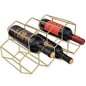 Countertop Wine Rack, Small Wine Rack for inside Cabinet, Gold Wire Wine Rack Holder, Wine Stand Metal Wine Rack for small spaces, Counter Wine Bottle Holder, Tabletop Wine Holder Rack for Kitchen Bar