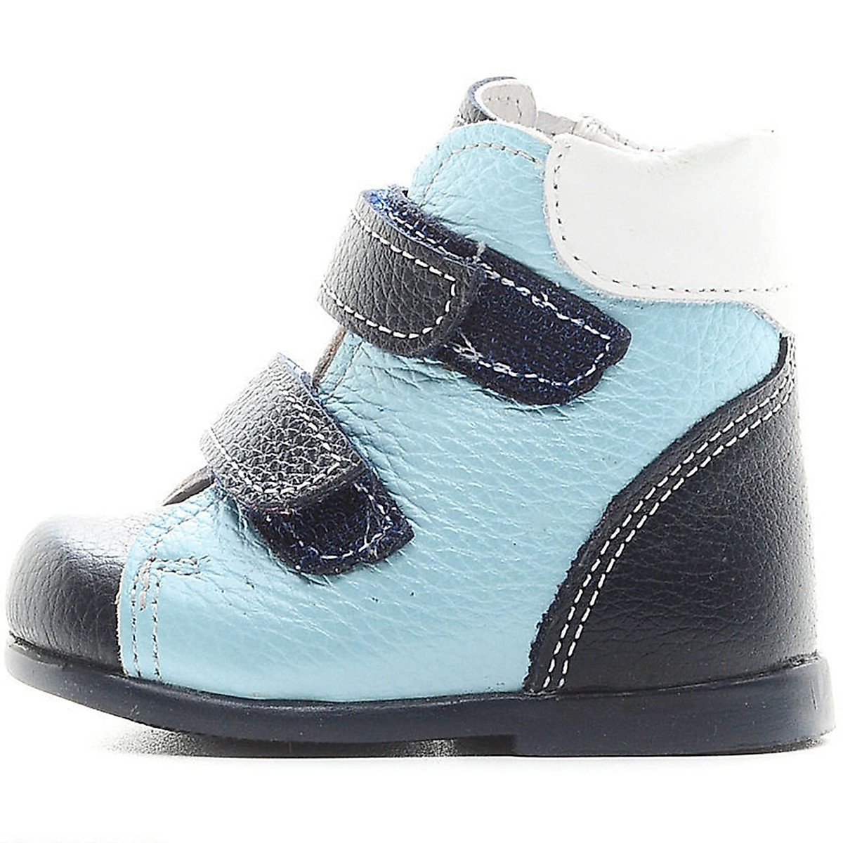 Skorohod Orthopedic Boots 15-141-2 First Step for Boys and Girls Genuine Leather - High Sole - 2 Fasteners (2 Infant, Blue)