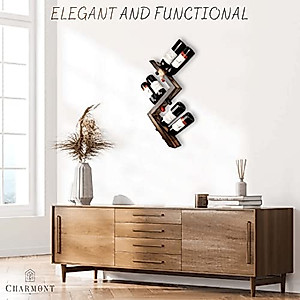 Charmont Wooden Wine Rack Wall Mounted -Rustic Zig Zag Wine Holder - Wine Bottle Holder for Bar, Kitchen Storage, Dining Room, Wedding Gift- Wall Home Décor for Wine Display; 6 Bottles (1, Natural)