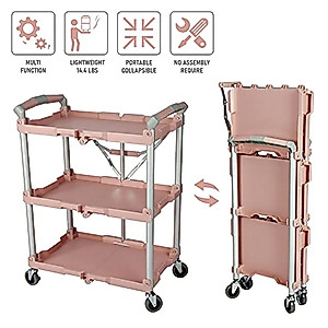 Olympia Tools 91-210 Pack-N-Roll 150 lbs Folding Collapsible Service Cart, Rose/Grey