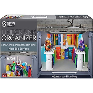Spicy Shelf Expandable Under Sink Organizer and Storage I Bathroom Under the Sink Organizer Kitchen Under Sink Shelf I Cleaning Supplies Organizer Under Sink Storage I EXPANDABLE HEIGHT DEPTH & WIDTH