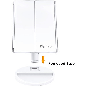 Flymiro Tri-fold Lighted Vanity Makeup Mirror with 3x/2x/1x Magnification, 21Leds Light and Touch Screen,180 Degree Free Rotation Countertop Travel Cosmetic Mirror (White)