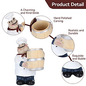 Chef Figurines Toothpick Holder, Resin Toothpick Dispenser with Italian Chef Statue for Kitchen Counter Restaurant Coffee Shop Decor
