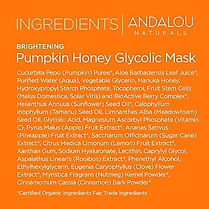 Andalou Naturals Pumpkin Honey Glycolic Mask, Brightening & Exfoliating Face Mask with Glycolic Acid & Vitamin C, Gently Removes Dirt and Brightens Skin, 1.7 fl oz