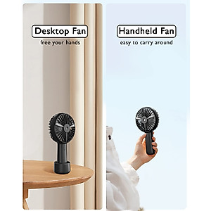 Portable Hand held Misting Fan, Small Personal USB Rechargeable Battery Operated Spray Fan Mister with 20ml Water Tank Mist Lash Fan Quiet 3 Speed Strong Cooling Wind for Travel Office Outdoors black