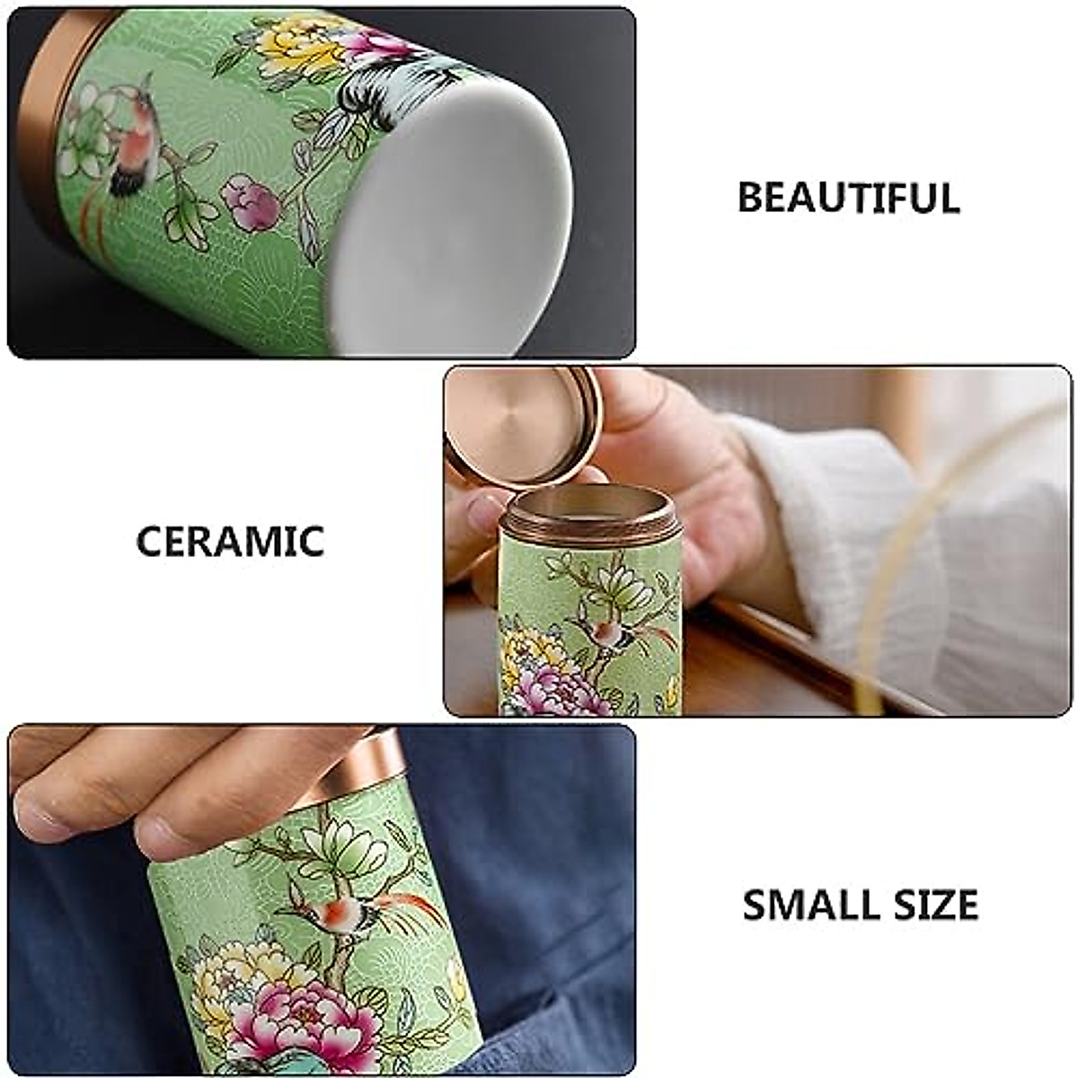 Cabilock Ceramic Tea Leaf Canister Airtight Tea Storage Jar Household Sealed Tea Storage Jar Food Storage Container for Loose Tea Coffee Bean Sugar Salt