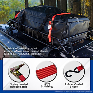 PINGDIR Roof Rack Basket 51" X 36" X 5" Rooftop Rack Cargo Carrier Universal, Waterproof Cargo Bag 44 * 35 * 16", Cargo Net with Attachment Hooks, 2 pcs Ratchet Strap,Roof Pedal