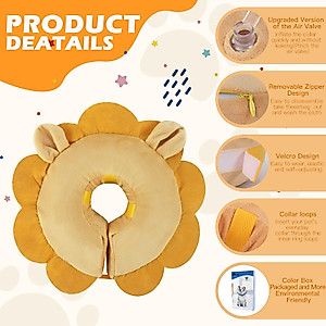 IEUUMLER Inflatable Recovery Dog Collar, Protective Donut Cone, Adjustable Soft Collar for Dog and Cat After Surgery Prevent from Biting & Scratching EU002 - Brown Lion XL