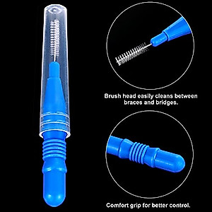 Patelai 50 Pieces Braces Brush for Cleaner Interdental Brush Toothpick Dental Tooth Flossing Head Oral Dental Hygiene Flosser Toothpick Cleaners Tooth Cleaning Tool (Red, Blue)