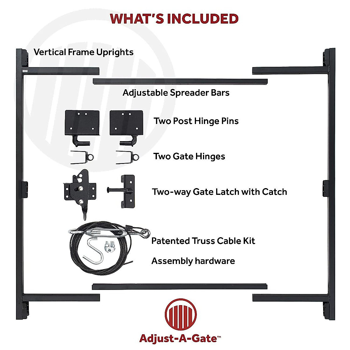 Adjust-A-Gate Steel Frame Anti Sag Adjustable Gate Building Kit with Patented Truss Cable System and Telescoping Bars, 3 Pack