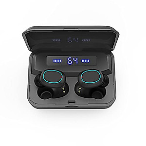 Laud True Wireless Earbuds – Sound ProBuds Compatible with iOS & Android - Built-in Microphone - Portable Charging Case with Digital Display - Black