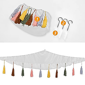 KOHUIJOO Stuffed Animal Hammock, Jumbo Toy Storage Hammock Net KoHuiJoo 70" Wall Sling Corner Extra Large Kids Children Mesh Plush Toy Net Organizer White with Tassels