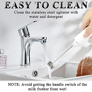 Electric Milk Frother Handheld White USB Rechargeable Drink Mixer, Detachable Milk Frother 3 Speeds Adjustable Foam Maker for Coffee, Lattes, Matcha, Hot Chocolate