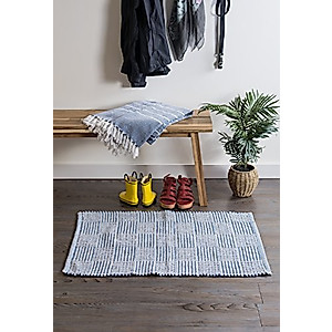 DII Contemporary Square Recycled Yarn Rug, Blue Checker, 2x3'