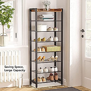 HOOBRO Shoe Rack and Shoe Bench Bundles, Narrow Shoe Storage Organizer with 7 Metal Shelves, Industrial Shoe Storage Bench, for Entryway, Living Room, Hallway
