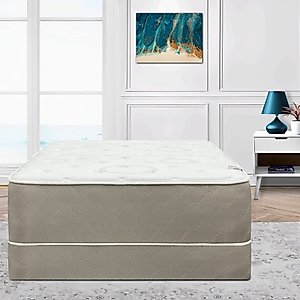 Greaton 14" Firm Hybrid Mattress with Box Spring, Stable and Comfortable Double Sided Bed Mattresses, Provide Equal Level Body Support and Correct Posture, Fully Assembled Bedding, White, Full XL
